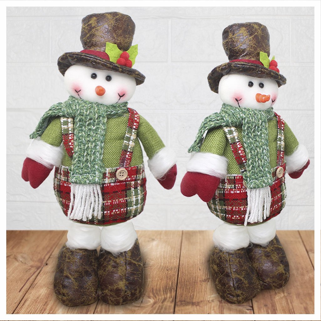 Boneco Natal Boneco De Neve Tecido Xadrez Perna Ajustável 45cm ...