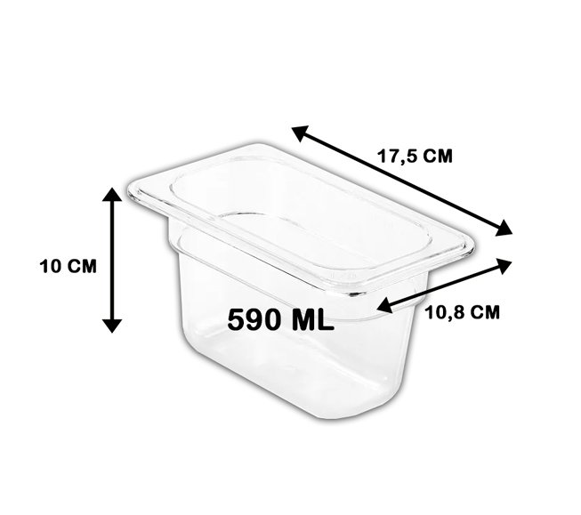 Conj 3 Cuba Gastronômica Policarbonato GN 1/9X100 mm 1 Litro "SB ...