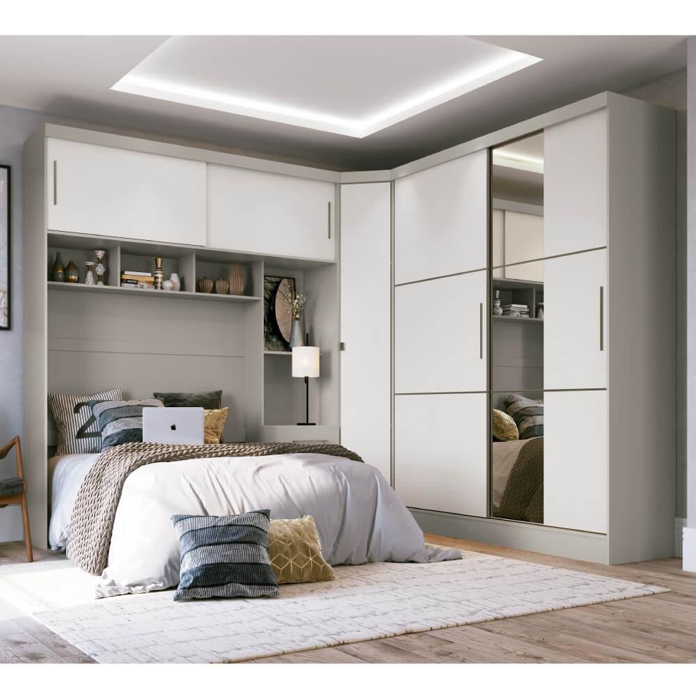 Quarto Modulado Classic Casal com 6 Portas - Níquel/Blanc | MadeiraMadeira