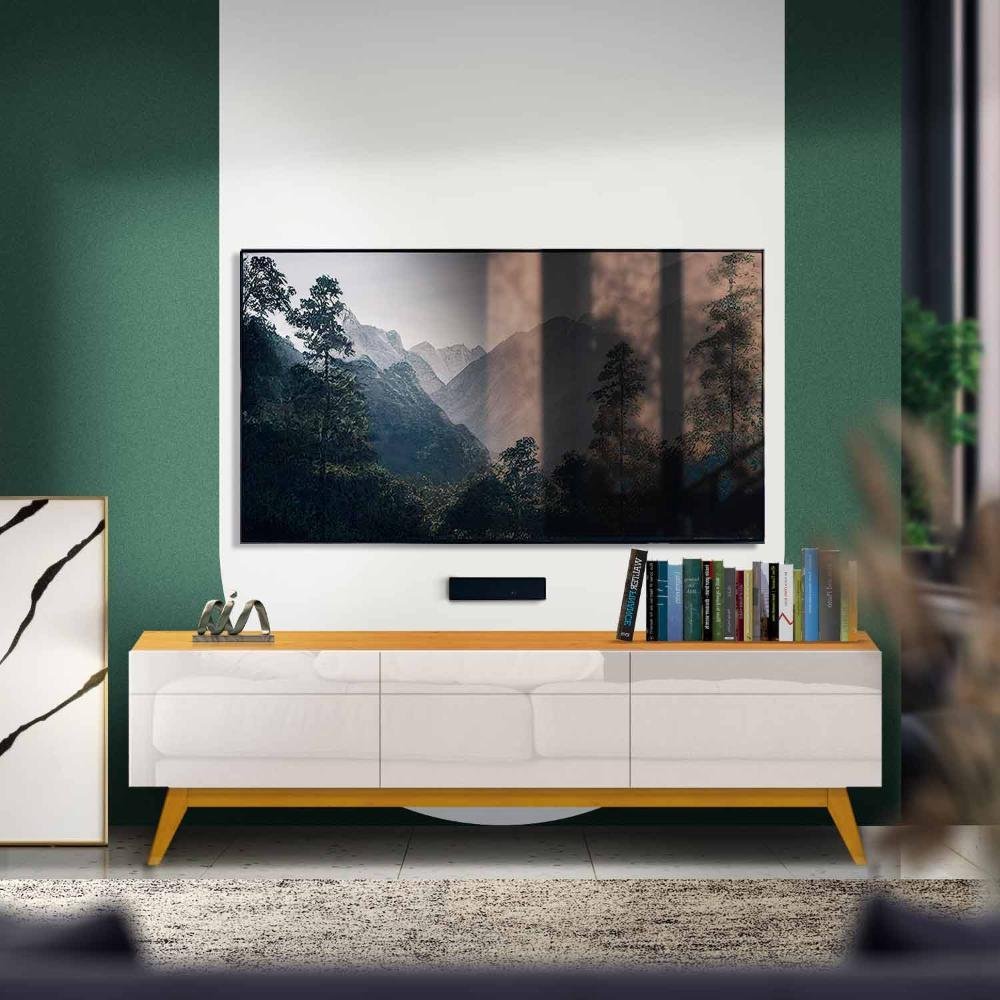 Rack para Sala Tv até 60 Polegadas 3 Gavetas Off White Nature Charm 1.8 ...