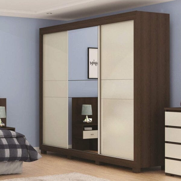 Guarda-Roupa Casal 3 Espelhos 3 Portas de Correr Campinas Móveis Rimo ...