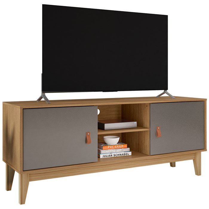 Rack Bancada Para Tv 40 Pol 135 Cm 011095 Cedro Cinza Perola DCASA | MadeiraMadeira