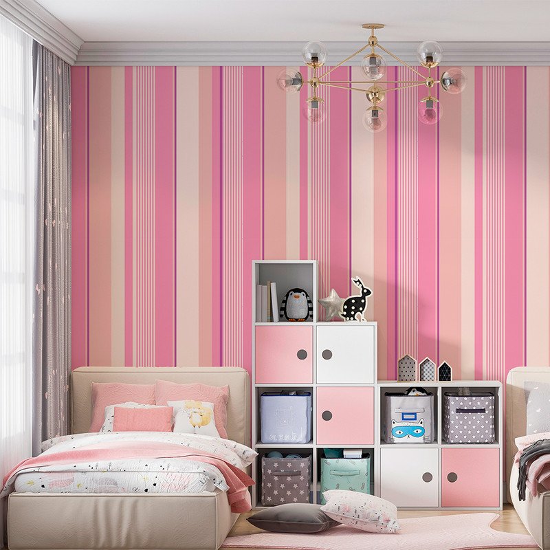 Papel de Parede Infantil Listrados Tom Rosa 3 Metros | MadeiraMadeira
