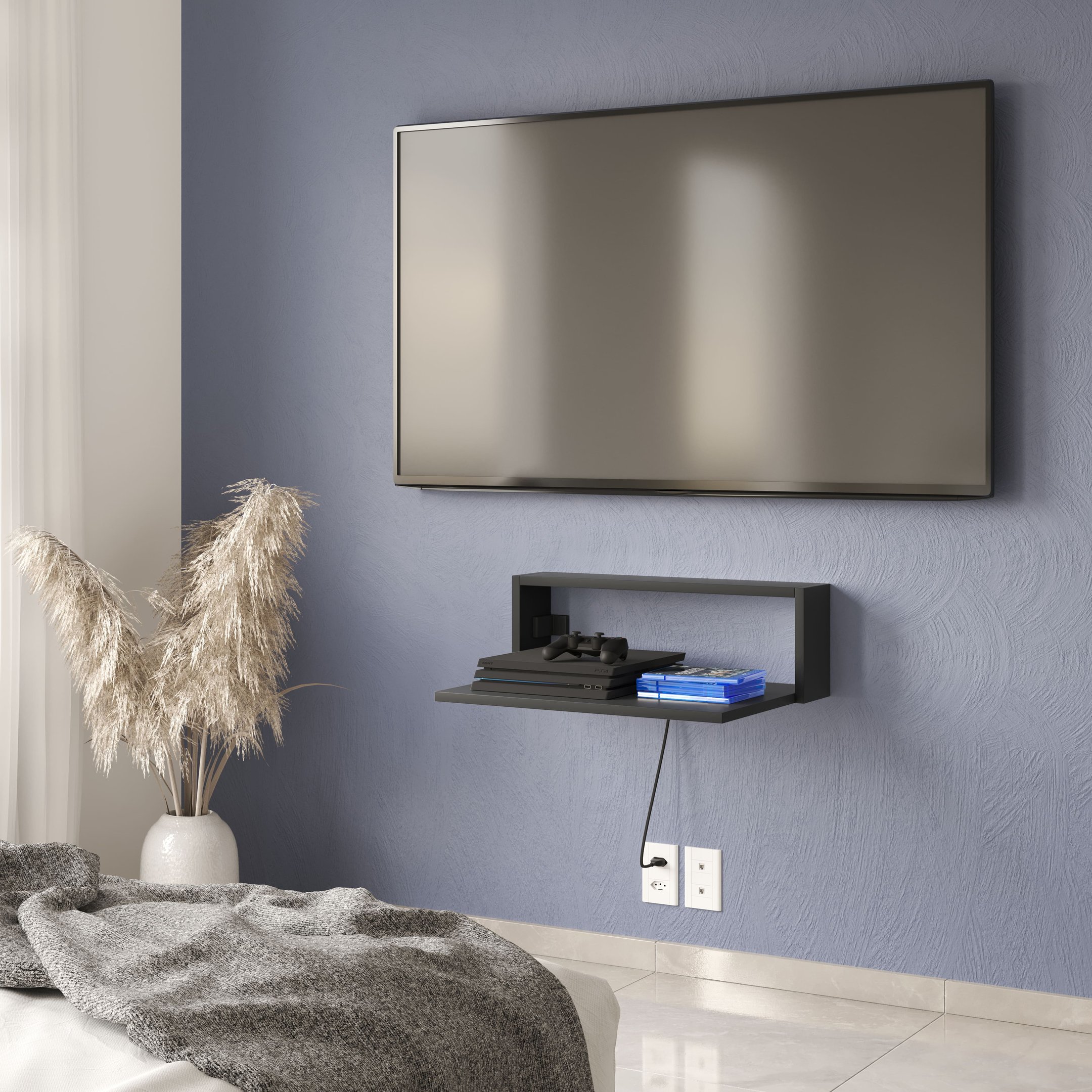 Suporte Para Notebook Fixo De Parede Grécia - Preto - Pro Decor:Preto ...