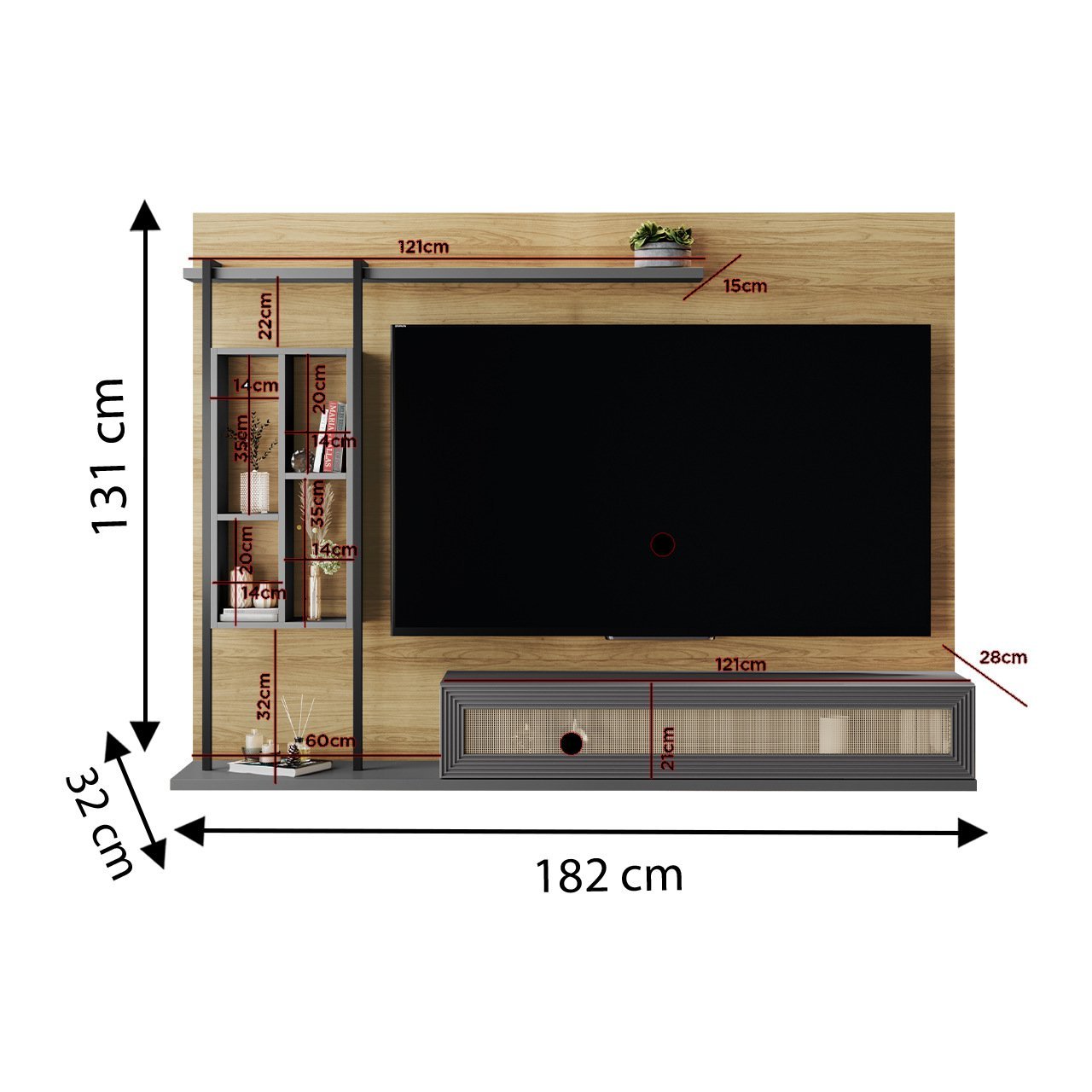 Painel Autêntico JCM Movelaria para TV de até 60 Polegadas PAINEL AUTÊNTICO NORONHA FOSCO ...