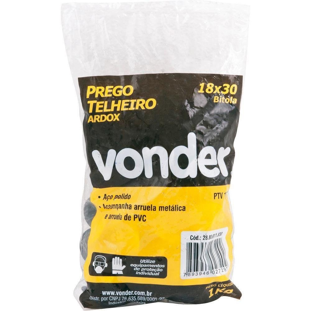 Prego Telheiro 18x36 Ardox Galvanizado com 1,0 Kg - Vonder | MadeiraMadeira
