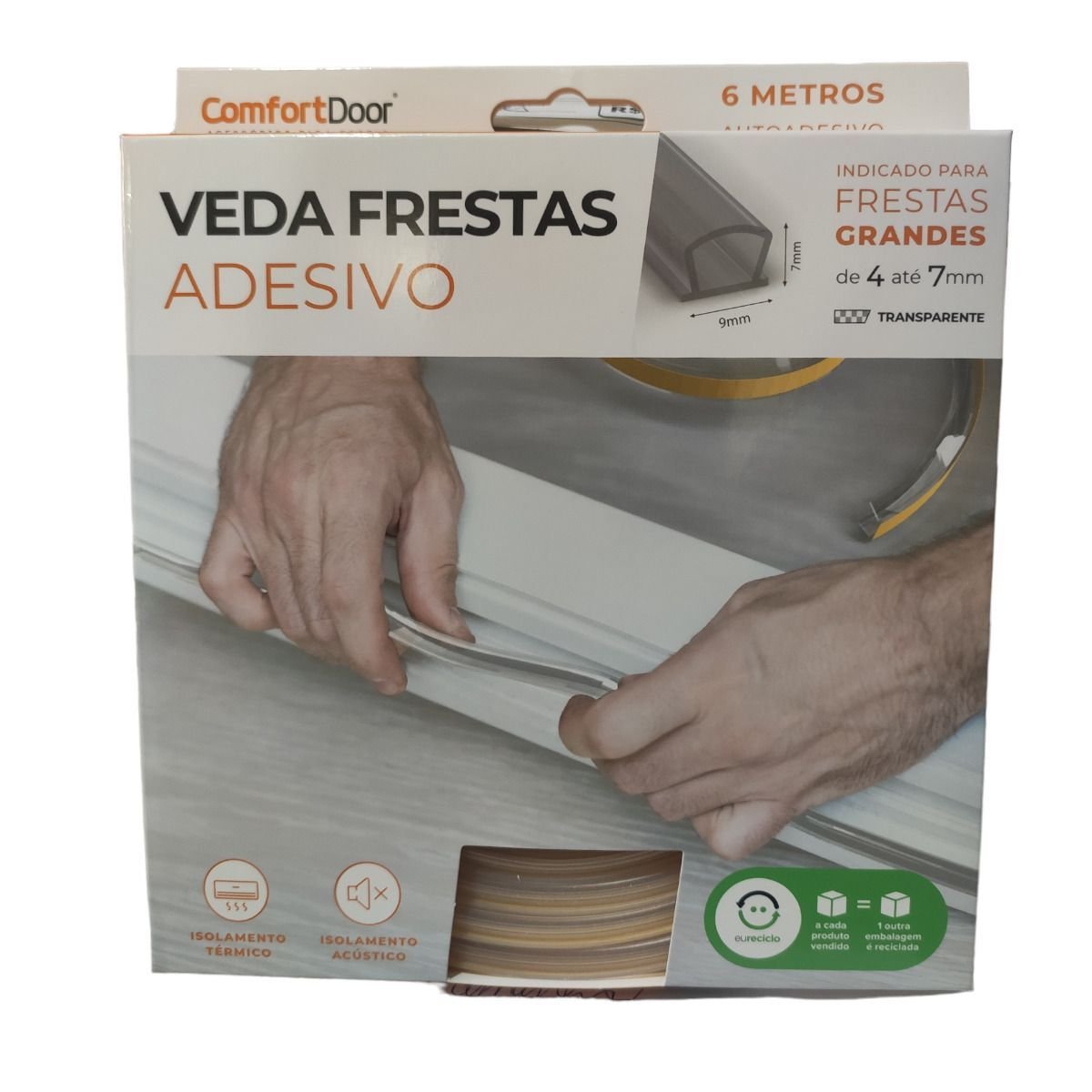 Veda Frestas Janela Porta Transparente 7mm Comfortdoor 6mt:transparente ...