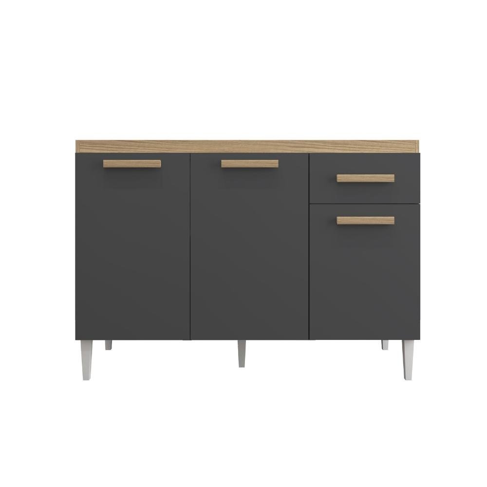 Balcão de Cozinha 3 Portas 1 Gaveta Naiomi Atacama/Grafite | MadeiraMadeira