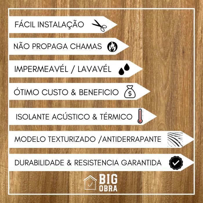 Piso Vinílico Auto Colante Papoula Madeira Premium 2mm Único com ...