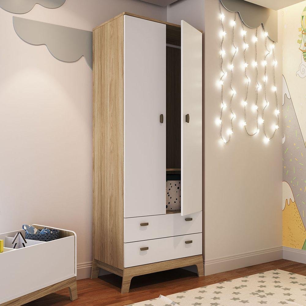 Roupeiro Infantil Simples Moderno 02 Portas Com Branco | MadeiraMadeira