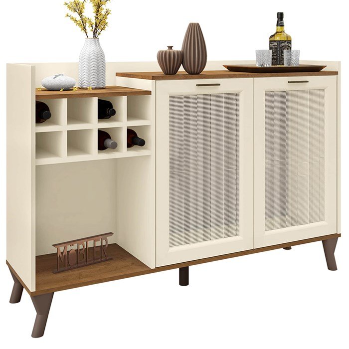 Buffet Bancada 2 Portas E Adega 5005861 Nature Off White MBL ...