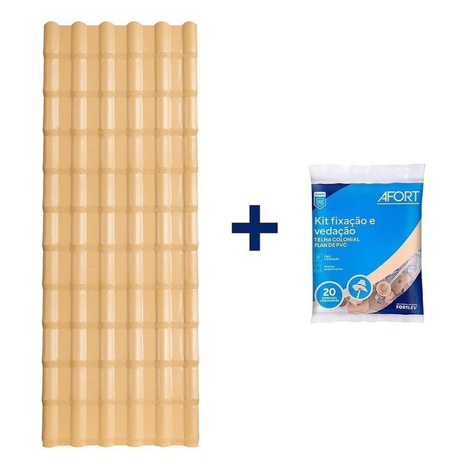 Kit com 5 Telhas Plan Pvc 3,30x0,88 6 Ondas com 5 Kit Fixação e Vedação ...