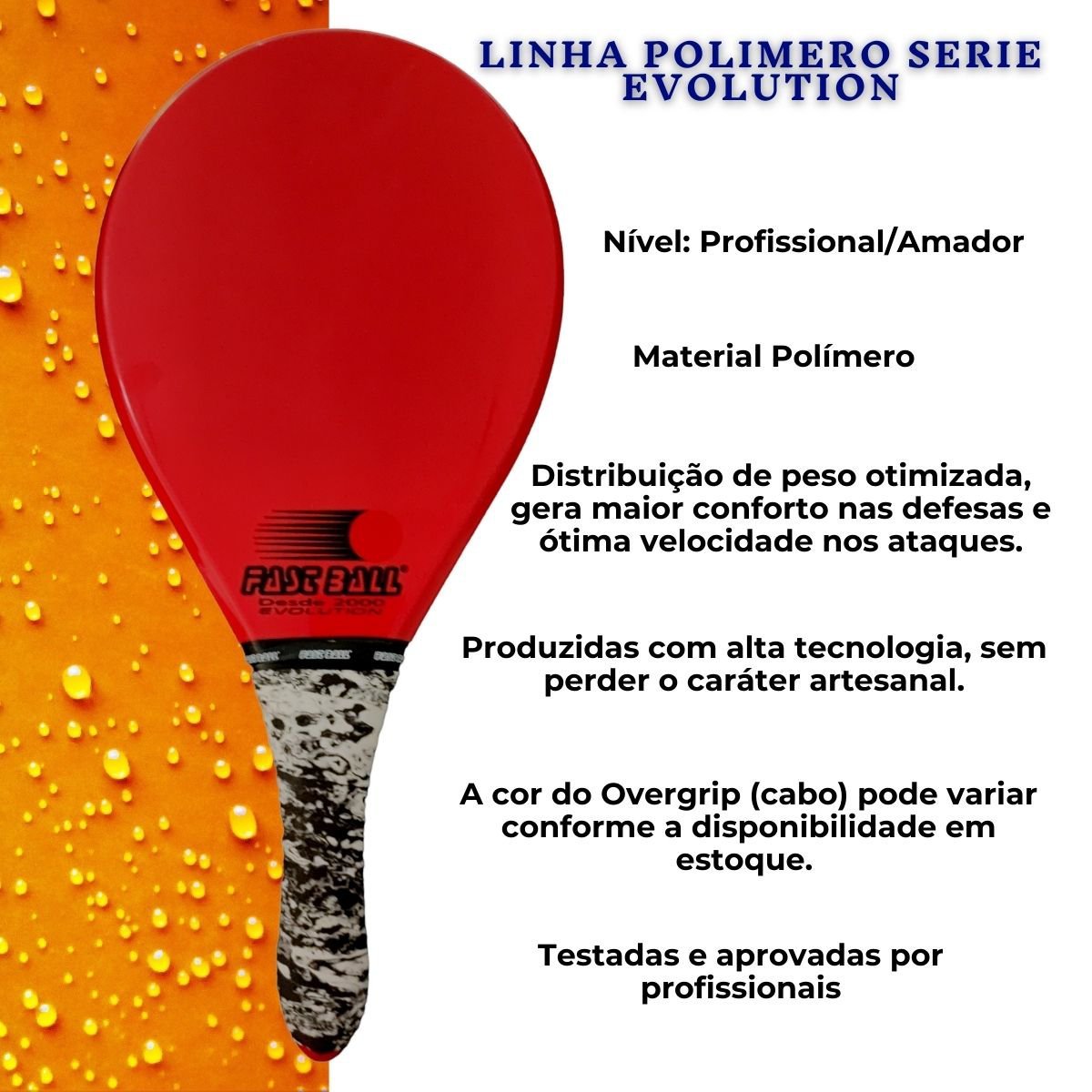 Raquete de Frescobol Fast Ball Evolution Vermelho | MadeiraMadeira