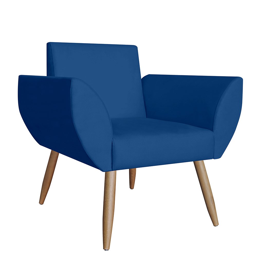 Poltrona Flora Suede Azul Marinho Pés Palito - Vallisa Decor | MadeiraMadeira
