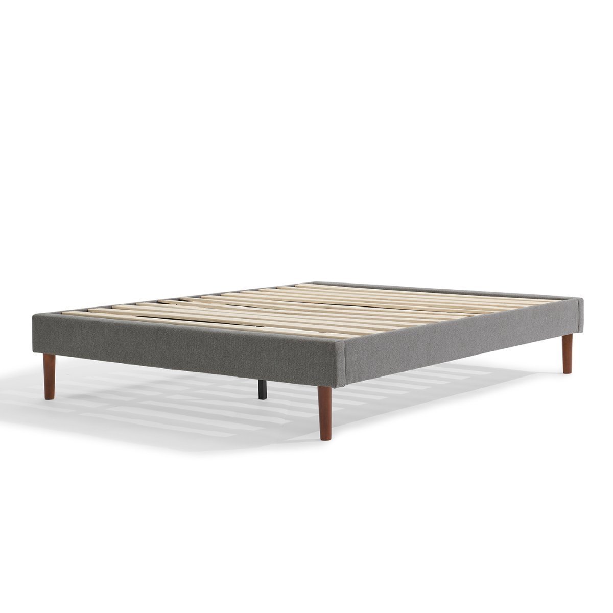 Base Cama Queen Luuna Mérida, Madeira e tecido Cinza 158cm x 198cm ...