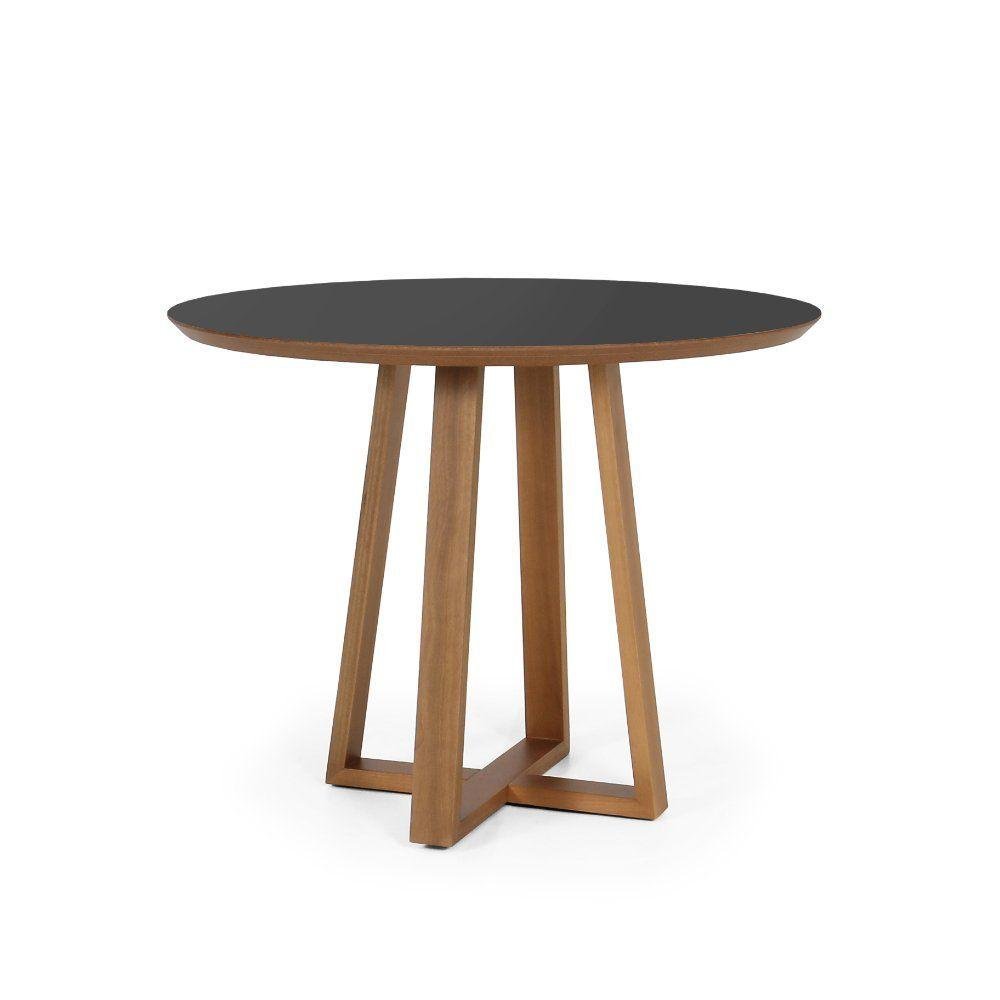 Mesa de Jantar Lauren Redonda com Tampo 100cm de Mdf Engrossada e ...