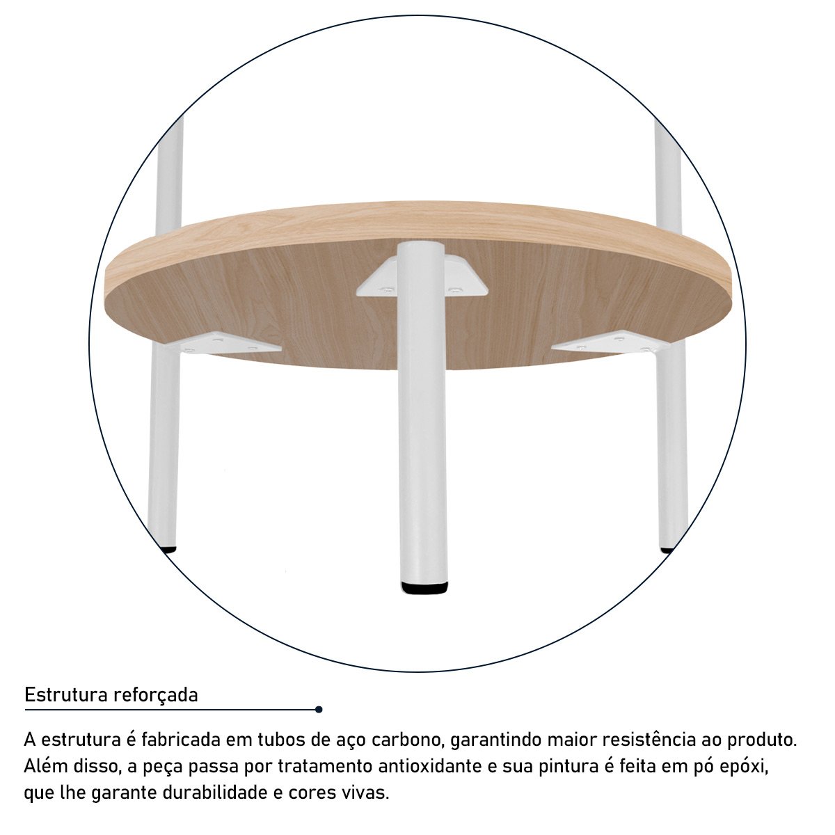 Mesa de Canto Lateral Nairóbi Redonda - Branco e Jade | MadeiraMadeira
