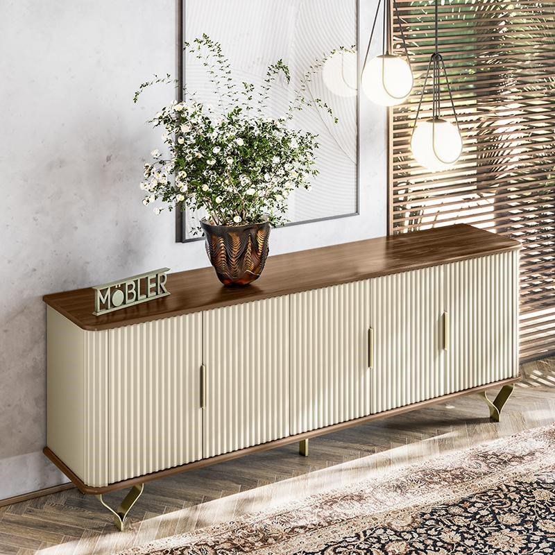 Buffet Aparador Arcade Ripado 1.7 4 Portas Palisandro/Off White - PR ...