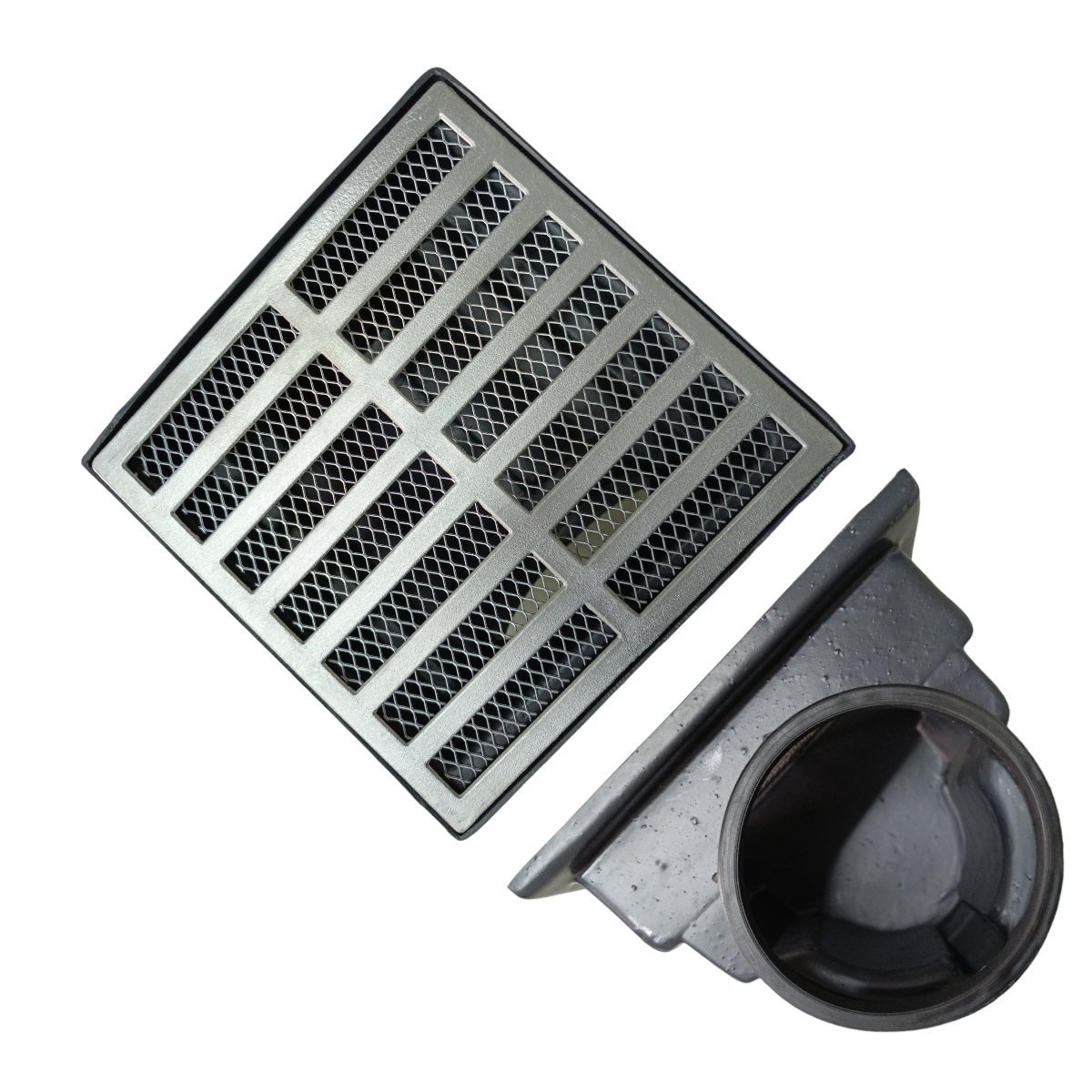 Ralo Pluvial 20x20 Aluminio Reta com Tela e Saída Lateral 100mm ...