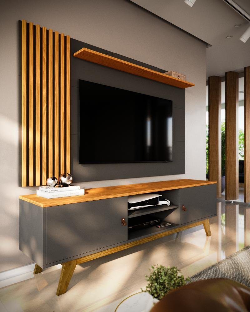 Rack Viena com Painel Grécia Ripado para Tv até 70 Polegadas 2 Portas ...