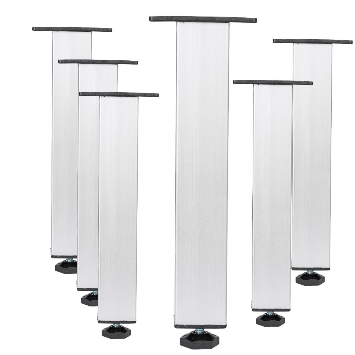 Kit 6 Pé Alumínio 20cm Fosco Cozinha Móveis 40x40 Regulável ...