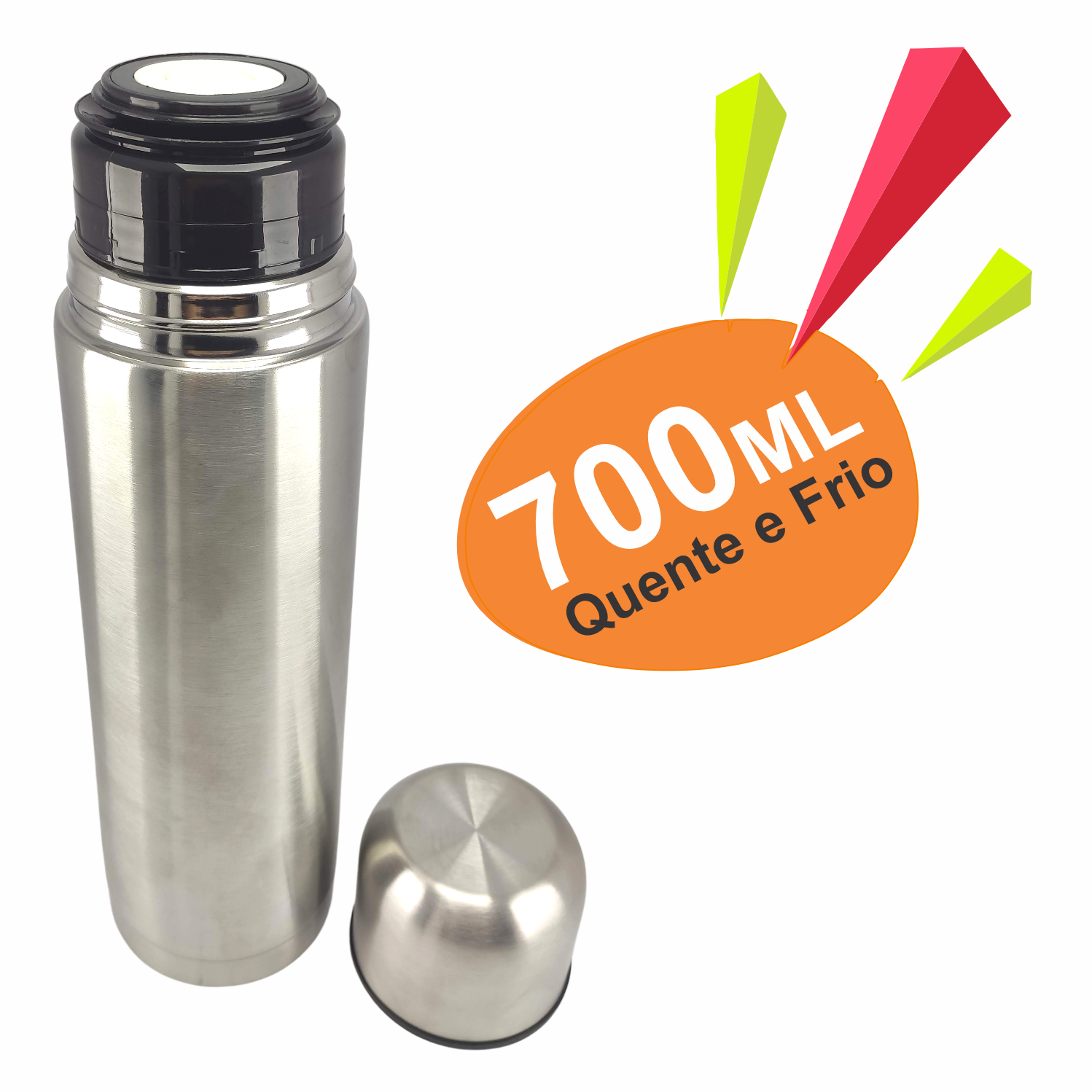 Garrafa Térmica Aço Inox Inquebrável Garrafinha 700ml Água Quente e ...