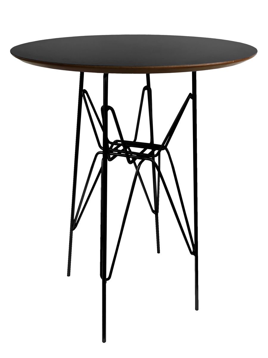 Mesa Lateral Eames 60cm Altura com Tampo de 50cm - Preta Fosca - Madeira Preta | MadeiraMadeira