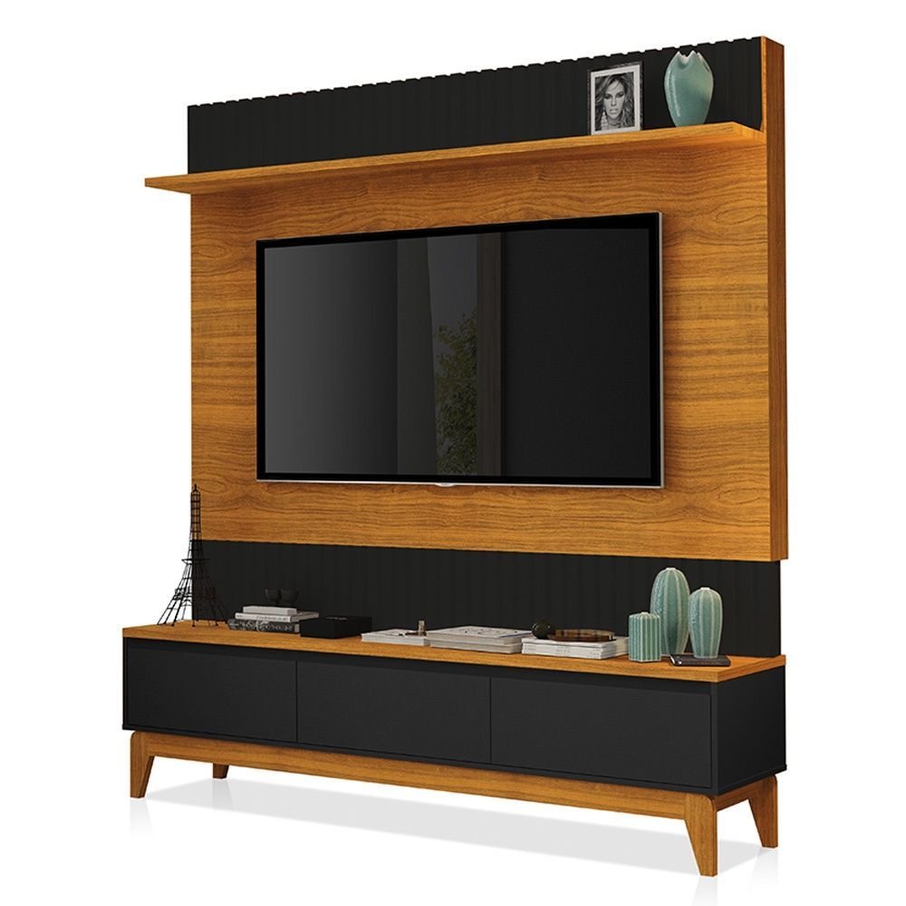 Rack Painel para Tv até 75 Polegadas Antalya Freijó Preto Luapa | MadeiraMadeira