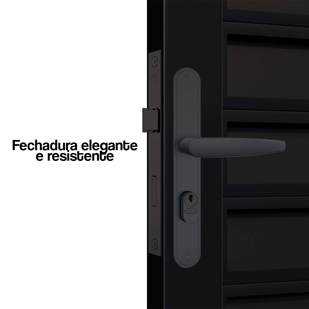 Fechadura Externa Perfil Serralheiro Estreita Stam Preto Fech 601-602/ ...