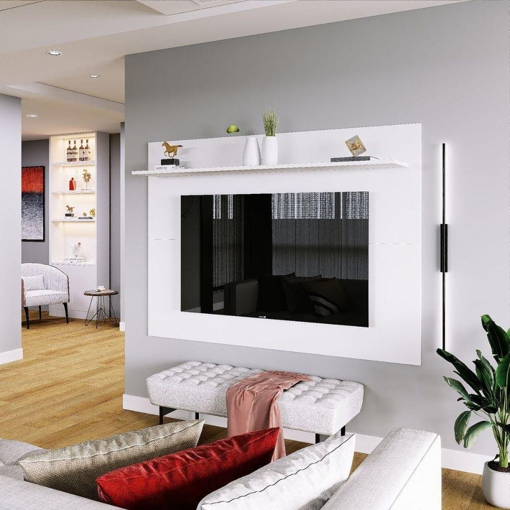 Painel Tv 50 com Prateleira Columbia Branco | MadeiraMadeira