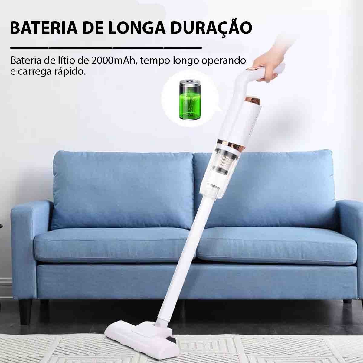 Aspirador Pó Sem Fio Portatil 120w Limpa Chao Poeira Carpete Sujeira ...