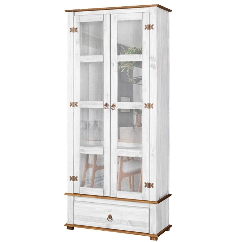 Cristaleira 2 Portas Vidro Madeira Maciça Retrô Branco Garapa D106 Shop ...