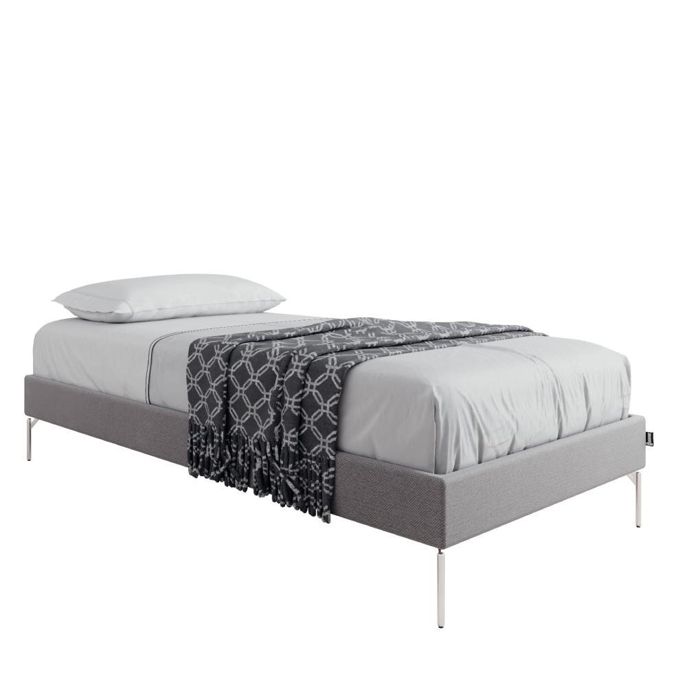 Cama Solteiro King Sampa Cinza com Pés Everest Cromado | MadeiraMadeira