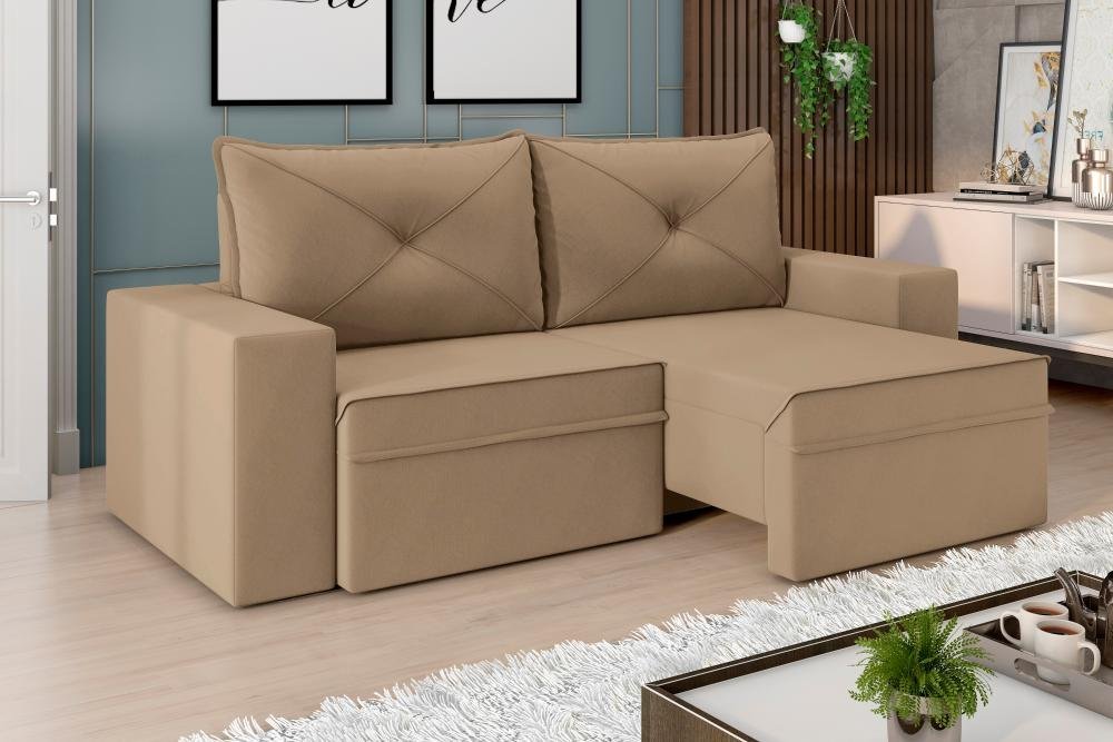 Sofá Maiami Premium 2,00m Assento Retrátil/reclinável Suede Capuccino - Xflex Sofas | MadeiraMadeira