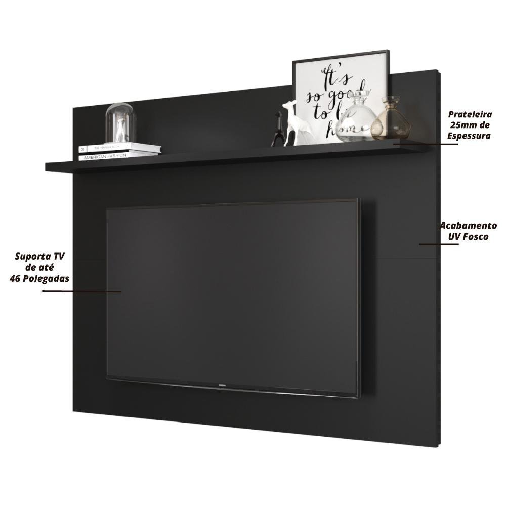 Painel Para Tv Patrimar Topazio Preto | MadeiraMadeira