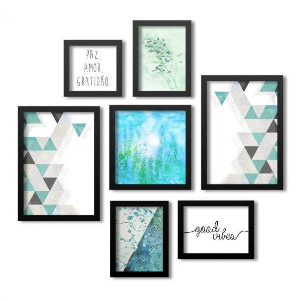 Conjunto 7 Quadros Decorativos Abstrato Frases Los Quadros | MadeiraMadeira