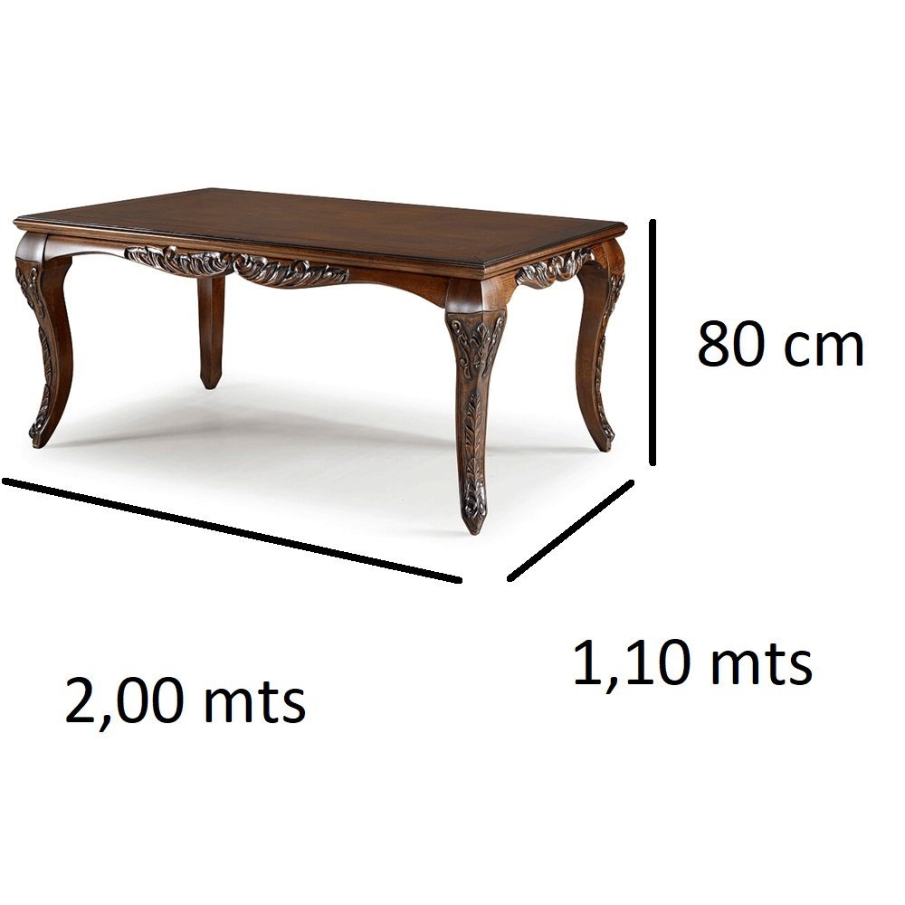 Mesa Clássica Dom Pedro 2,00 mts Madeira Maciça Entalhada Imbuia ...