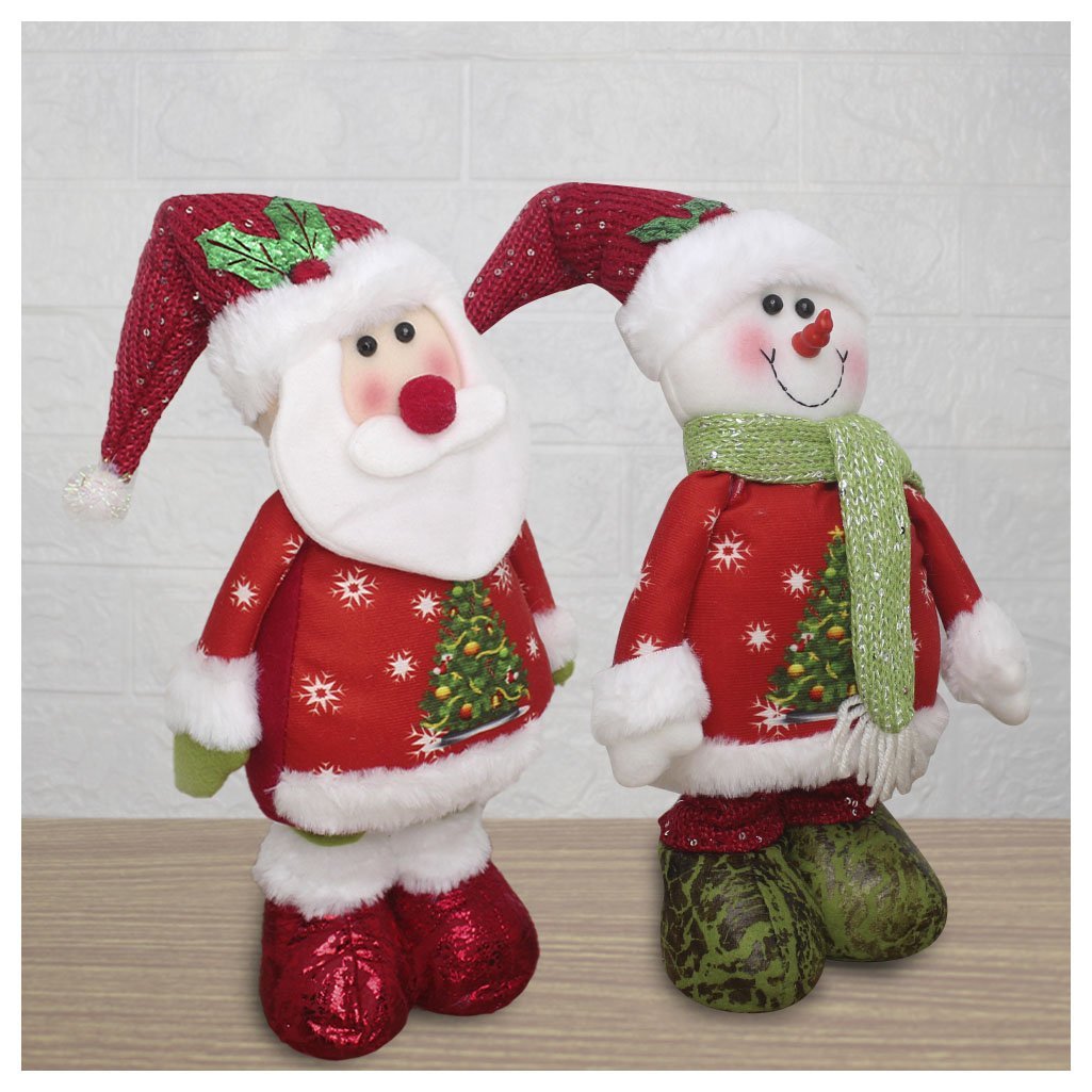 Decoração Boneco Natal Papai Noel E Boneco De Neve Perna Ajustável 45cm ...