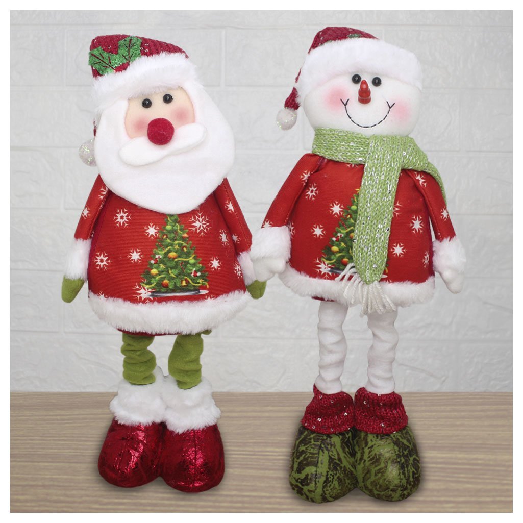 Decoração Boneco Natal Papai Noel E Boneco De Neve Perna Ajustável 45cm ...