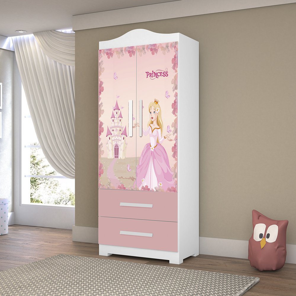 Guarda-Roupa 2 Portas Infantil Princesa Encanto Bela Rosa Menina ...