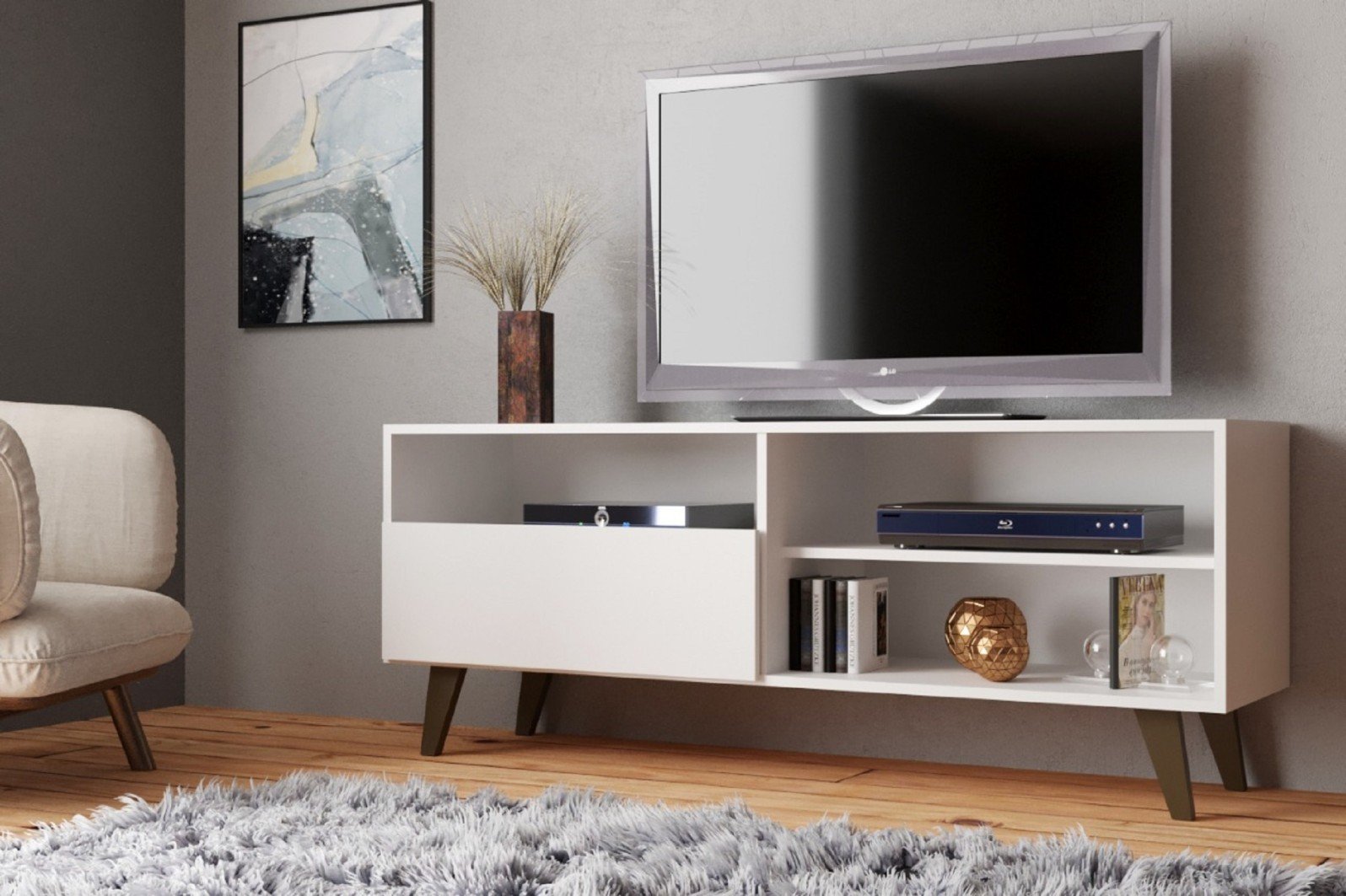 Rack para Tv Até 55 Polegadas 3 Nichos 1 Porta Detroit - J Carvalho ...