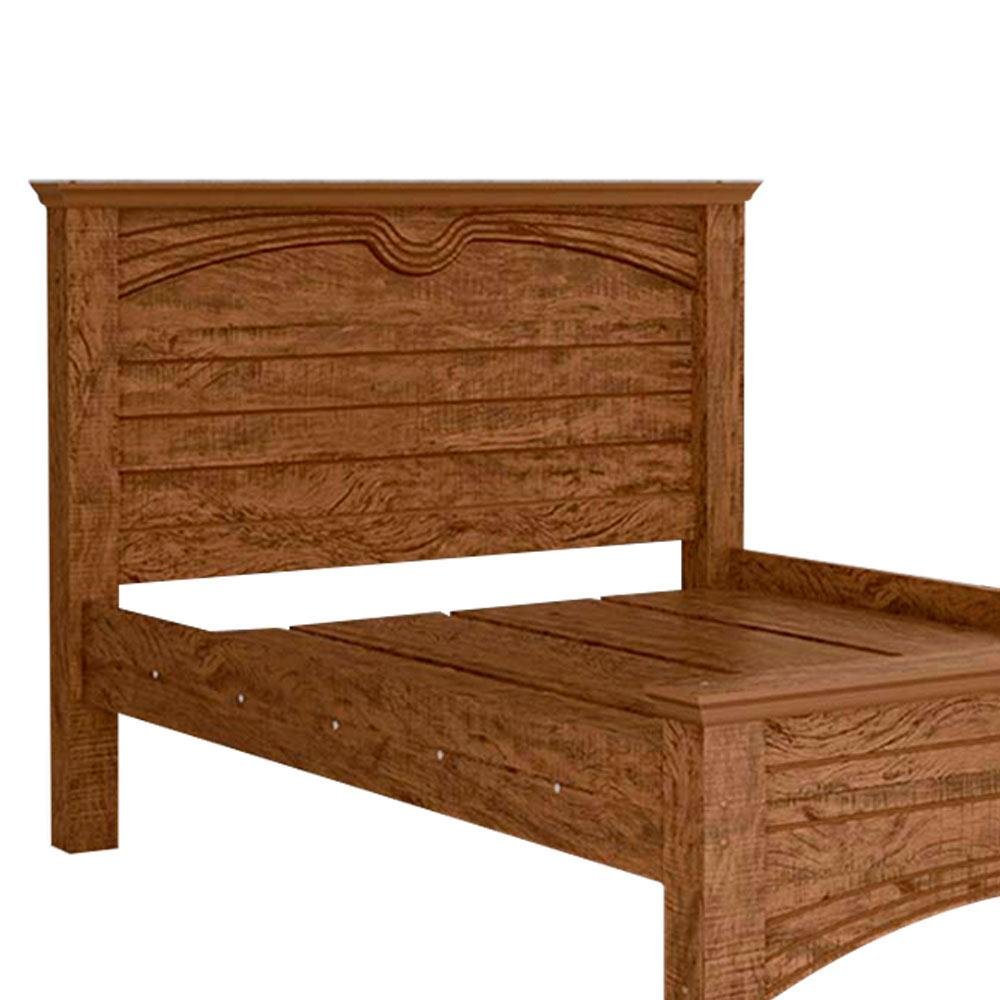 Cama Casal Rústica Com Estrado Reforçado Nobre Fénix Castanho Com ...