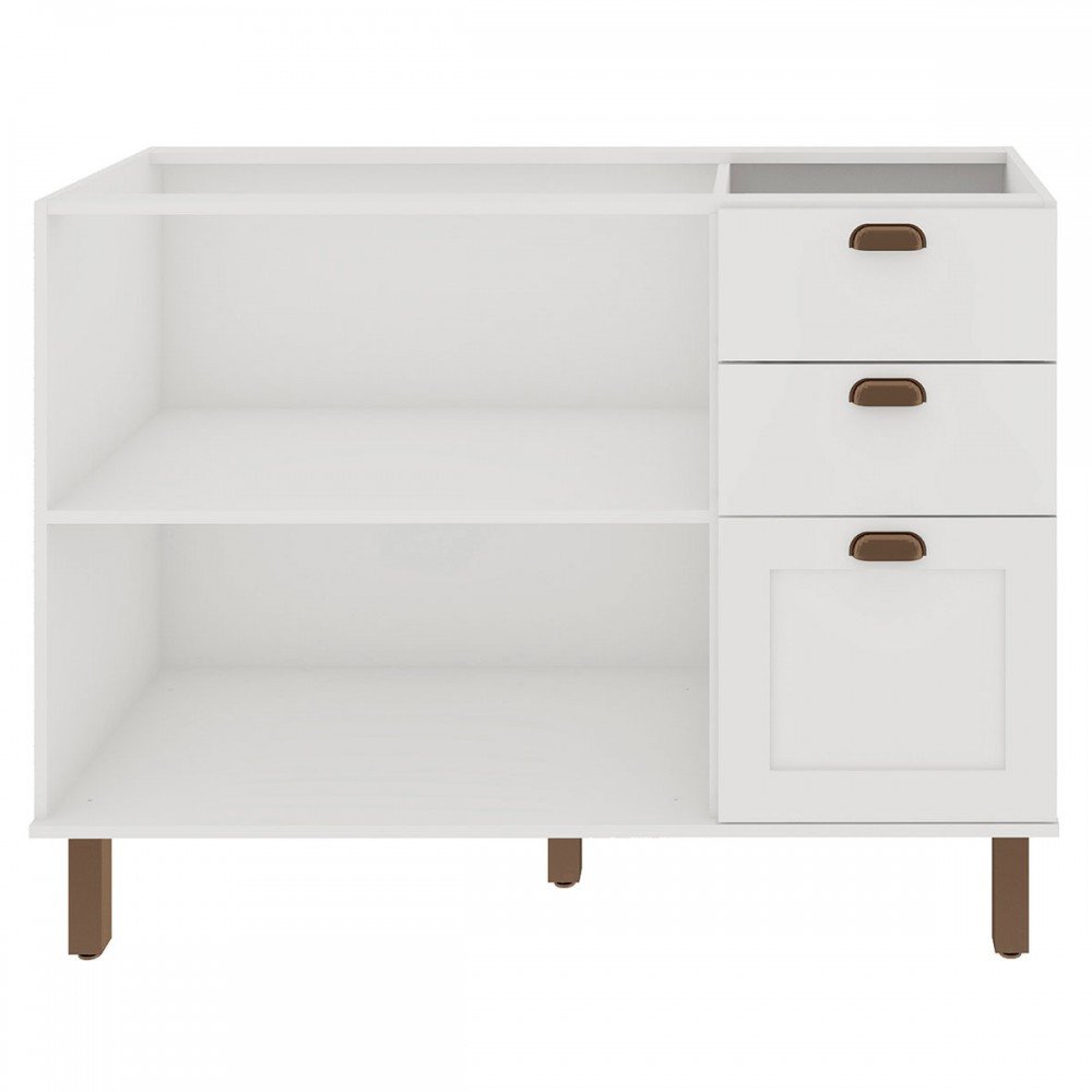 Balcão de Cozinha 2 Portas 3 Gavetas Branco Fosco 1532 - Genialflex ...