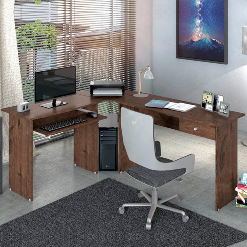 Escrivaninha Em L 1 Gaveta Max Zanzini Jacarandá | MadeiraMadeira