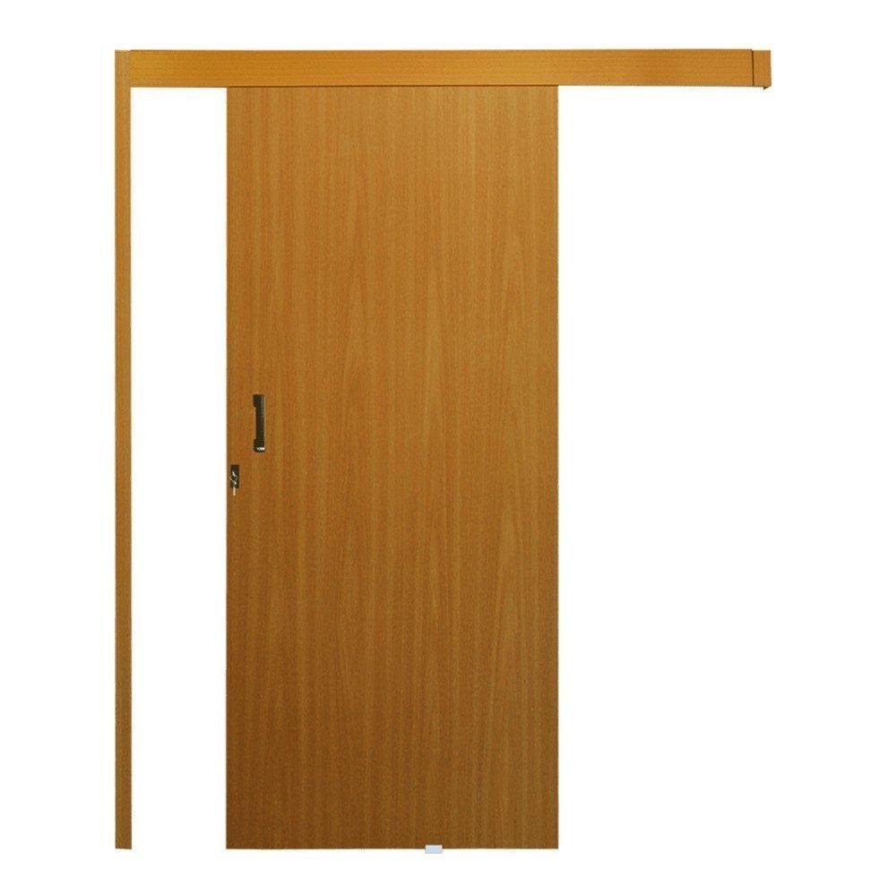Kit Porta de Correr Madeira Lisa MGM Mogno Direita - 215x80 ...