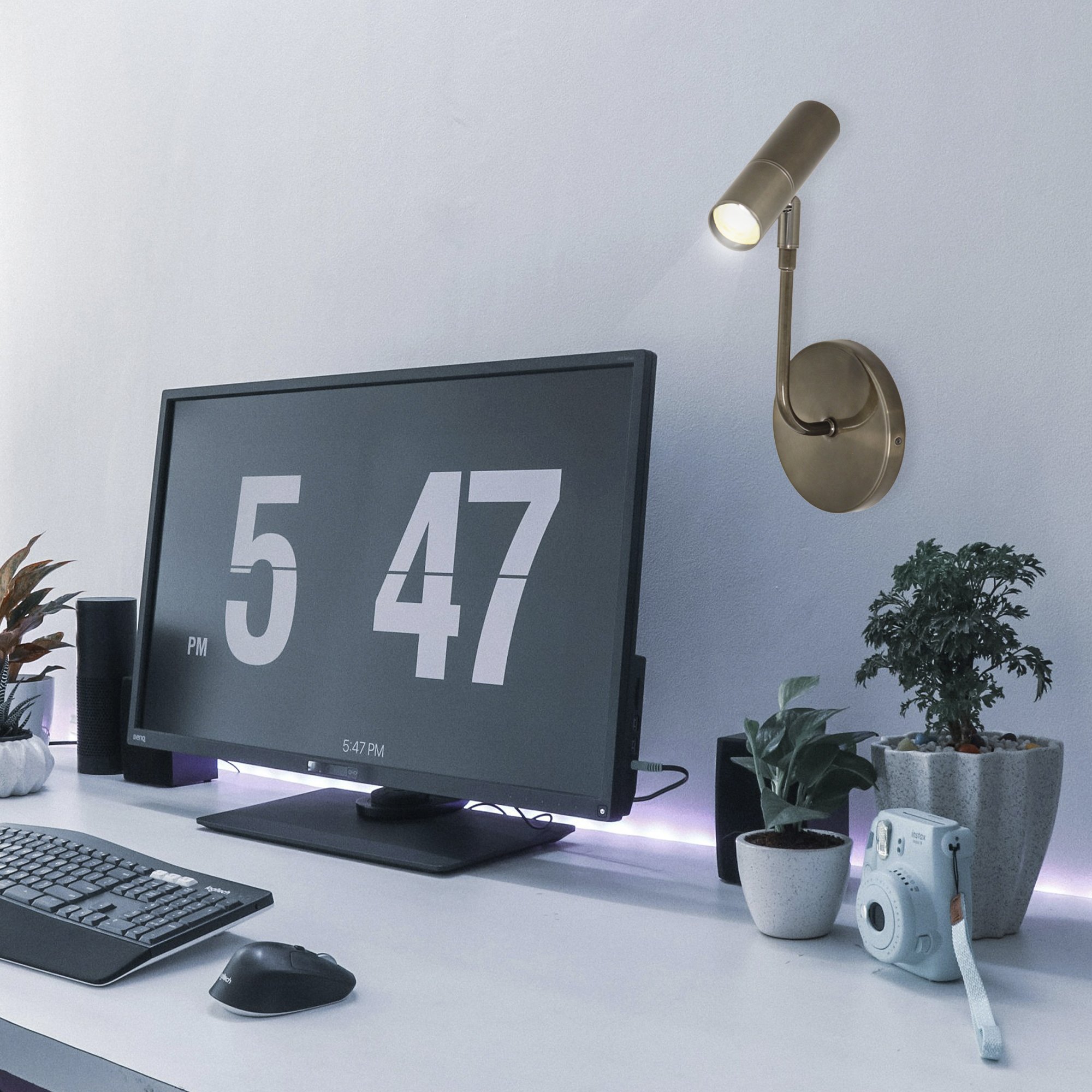 Arandela Luminária Spot Articulado Leitura Cabeceira Bronze ...