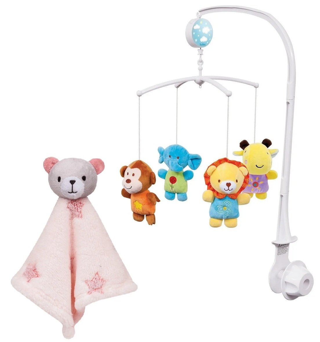 Kit Móbile Musical Safari E Naninha Urso Rosa - Buba | MadeiraMadeira