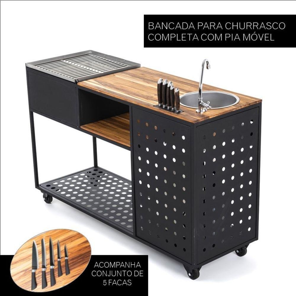 Churrasqueira Móvel Luxo Com Pia Completa (b-grill Cp 01) | MadeiraMadeira