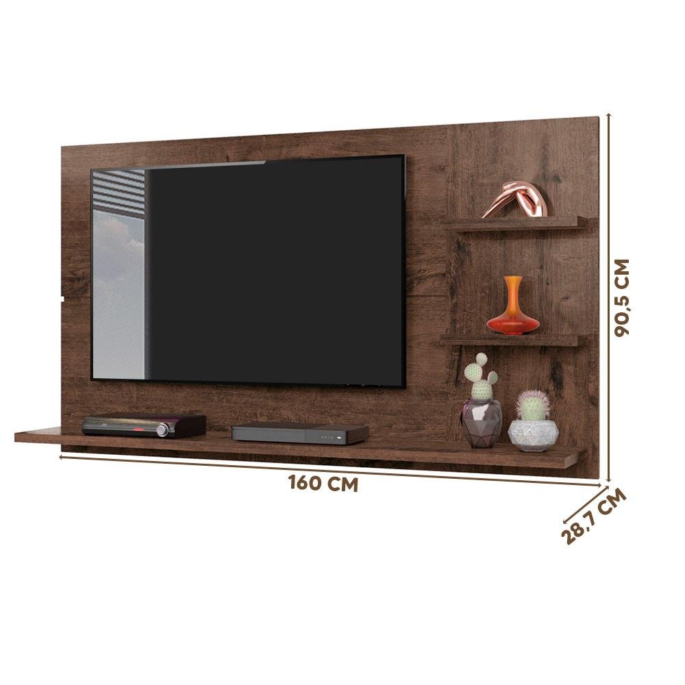 Painel 49 Polegadas Com Prateleiras Jacarandá New Clean Zanzini ...