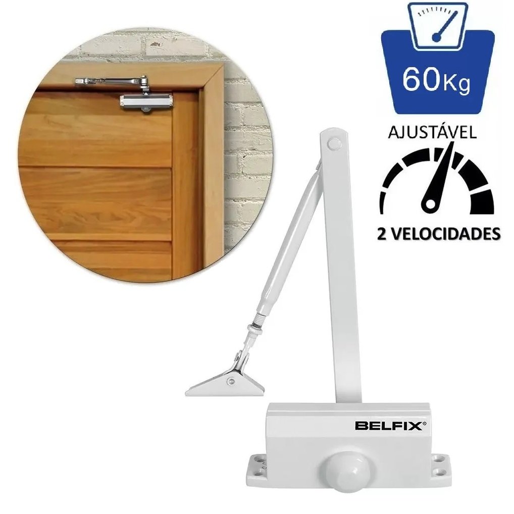 Mola Aérea Hidráulica P/ Porta Até 60kg 206001 Branca Belfix | MadeiraMadeira